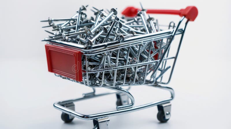 Nails in Shopping Cart stock image. Image of handyman - 370452603