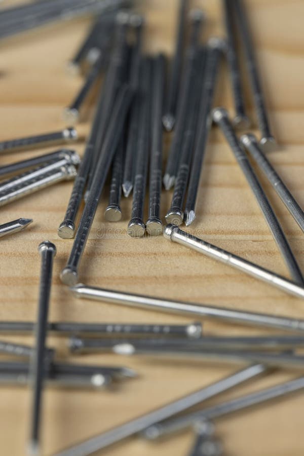 Nails with Small Caps for Finishing Work and Decorations Stock Photo ...