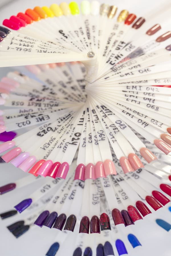 Nails Variety Samples for Manicure. Nails Summer Colors Examples Stock ...