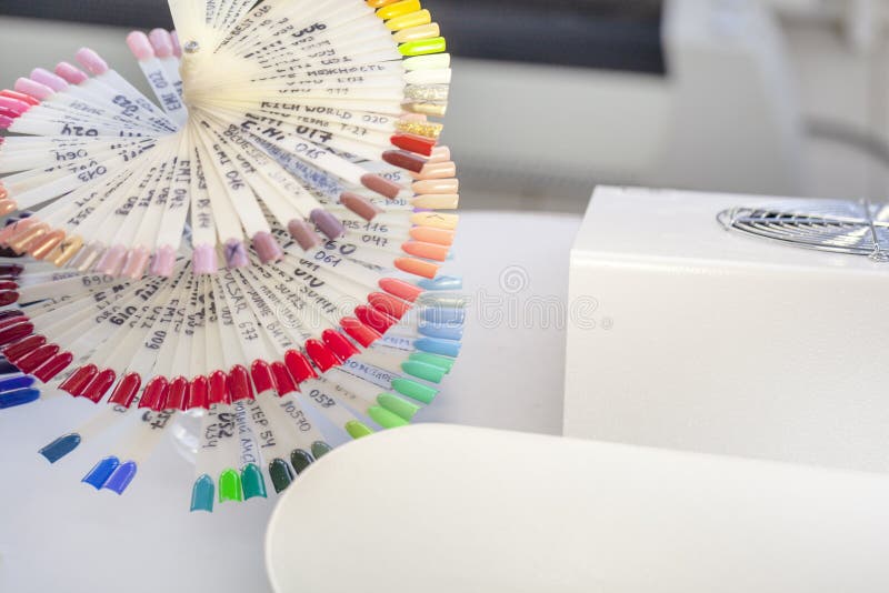 Nails Variety Samples for Manicure. Nails Summer Colors Examples Stock ...