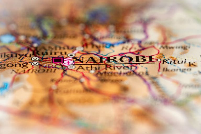 Nairobi, Kenya Highlighted on a World Map Stock Image - Image of ...