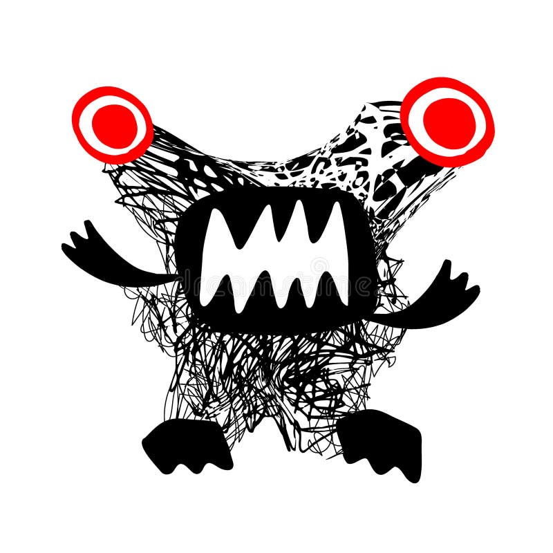 Naive Scribble Monster Character Isolated on White. Stock Vector ...