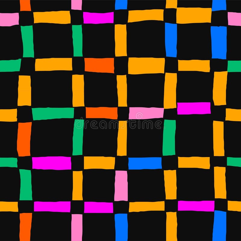 Naive Seamless Boho Patterns with Doodle Checkered Pattern ...