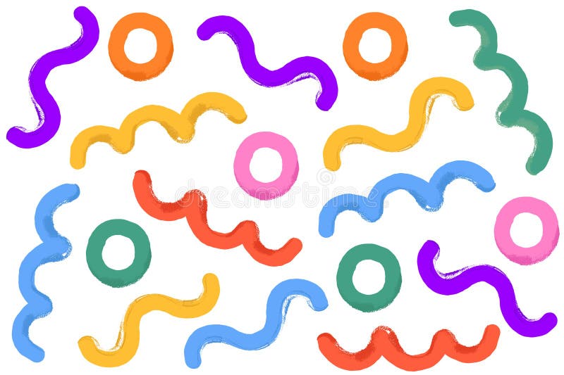 Naive Seamless Pattern of Squiggles with Brush Texture Hand Drawn ...