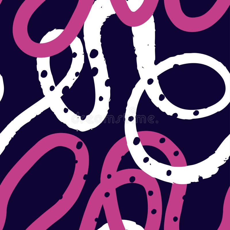 Naive Seamless Squiggle Pattern with Bright Colored Textured Wavy Lines ...