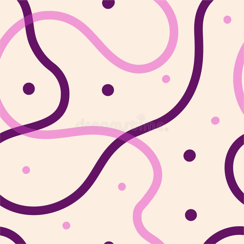 Naive Seamless Squiggle Pattern with Bright Pink and Purple Wavy Lines ...
