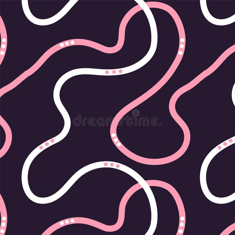 Naive Seamless Squiggle Pattern with Bright Pink and White Wavy Lines ...