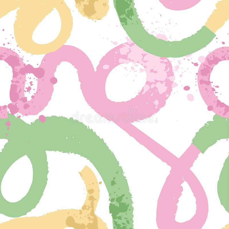 Naive Seamless Squiggle Pattern with Textured Pastel Pink and Green ...