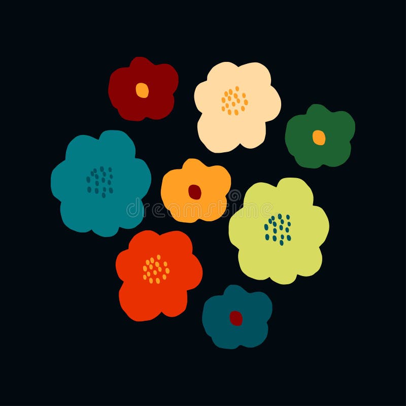 Naive Style Nature Elements Stock Vector - Illustration of floret ...