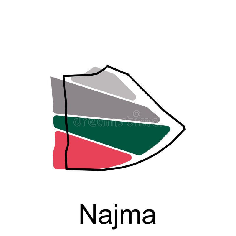 Najma Map Flat Vector Illustration, Outline Map of Qatar Vector Design ...