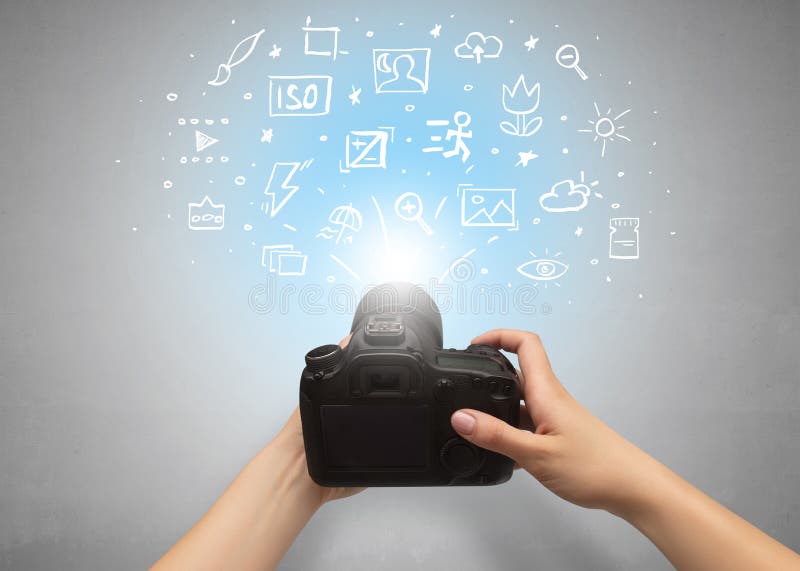 Hand Photo Shooting with Photo Ideas Concept Stock Image - Image of ...