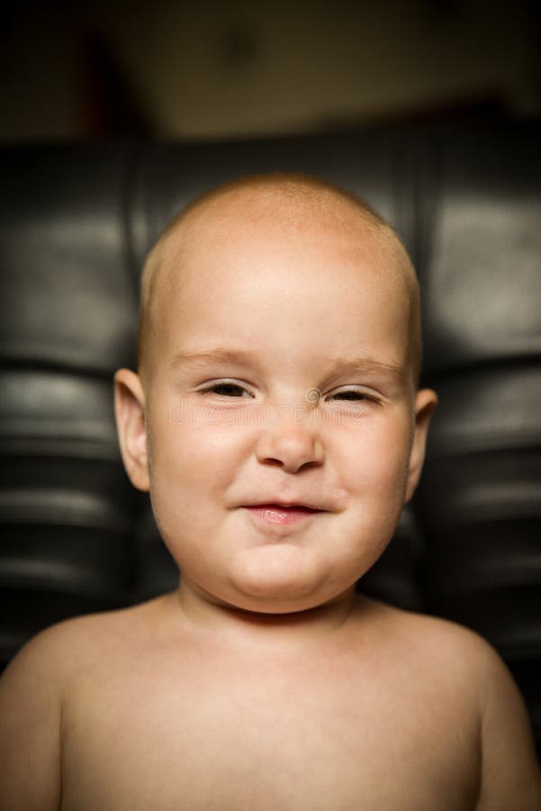 Naked Kid On A Leather Chair Stock Image - Image of chair, diaper: 75291117