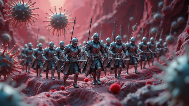 Immune System Army Defending Against Virus Stock Illustration ...