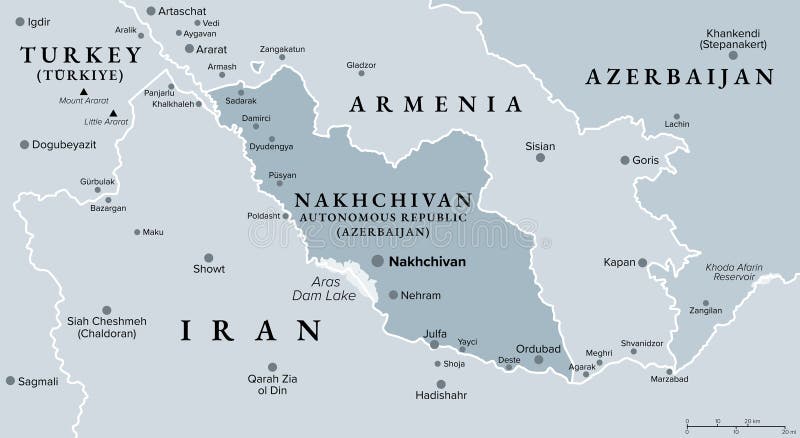 Nakhchivan Autonomous Republic, Exclave of Azerbaijan, Gray Map Stock ...