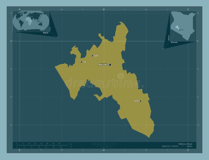 Nakuru, Kenya. Solid. Labelled Points of Cities Stock Illustration ...