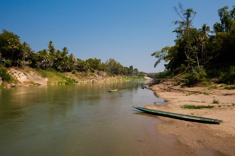 Nam Khan River Luang Prabang Stock Image Image Of Landscape Laos