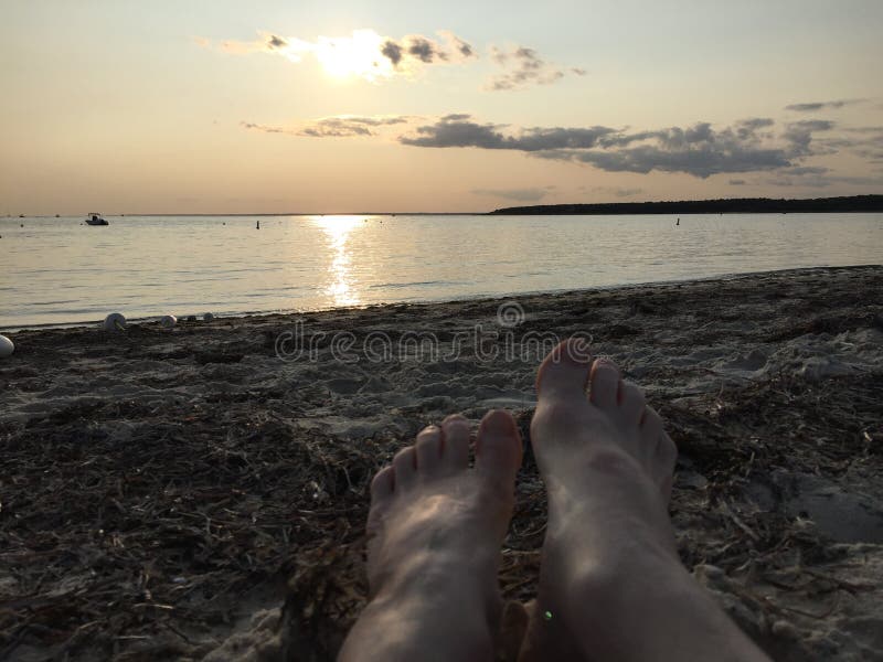 Sunset on beach stock image. Image of sunset, moment - 171814027