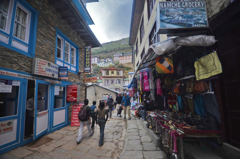 Namche Bazaar Village in Nepal Editorial Stock Photo - Image of ...