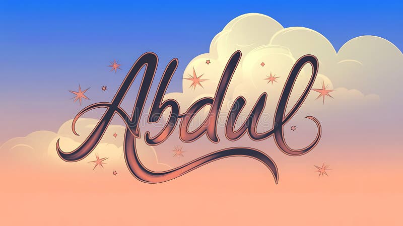 Name Abdul with Stars Against Cloudy Sky at Sunset Stock Illustration ...