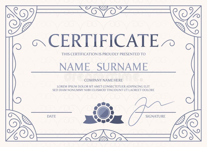 Name Certificate Document Old-fashioned Style Stock Vector ...