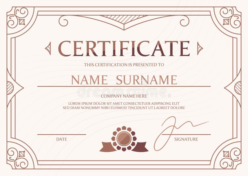 Name Certificate Retro Frame Template Stock Vector - Illustration of ...