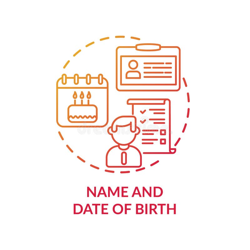 Name and Date of Birth Concept Icon Stock Vector - Illustration of ...