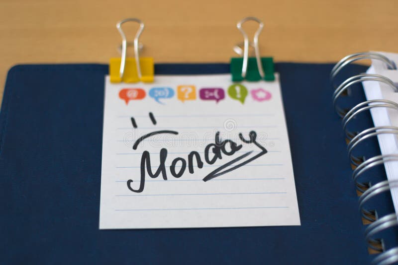 The Name of the Day of the Week Written on a Sticky Sheet in a Blue ...