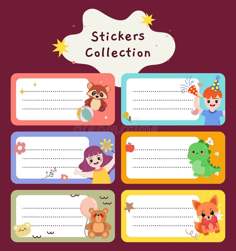 Kids Sticker Label Set Collection Printable Stationery Stickers with ...