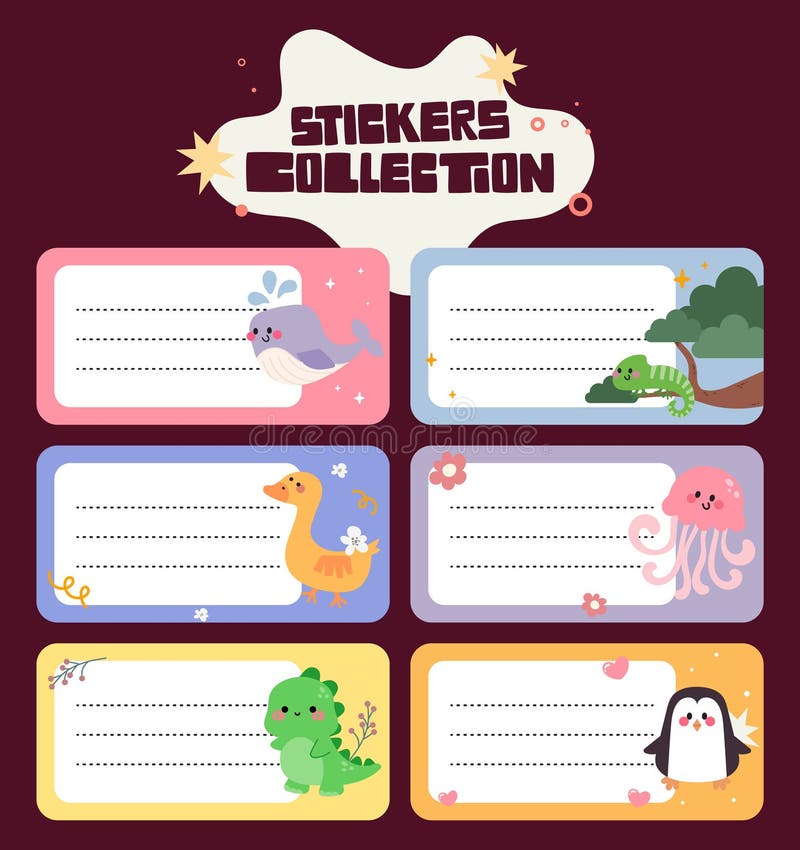 Kids Sticker Label Set Collection Printable Stationery Stickers with ...