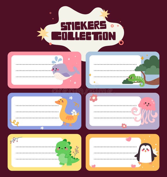 Kids Sticker Label Set Collection Printable Stationery Stickers with ...
