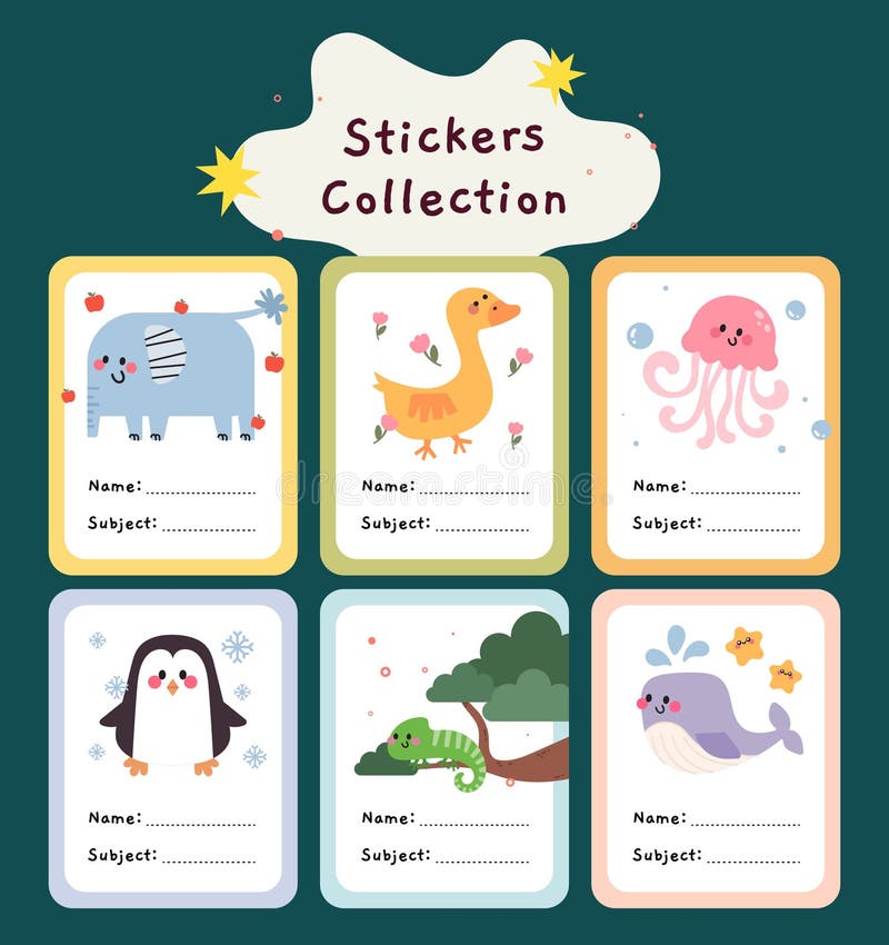 Kids Sticker Label Set Collection Printable Stationery Stickers with ...
