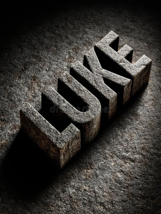 The Name LUKE Carved into Solid Granite with Bold Chiseled Edges, Sharp ...