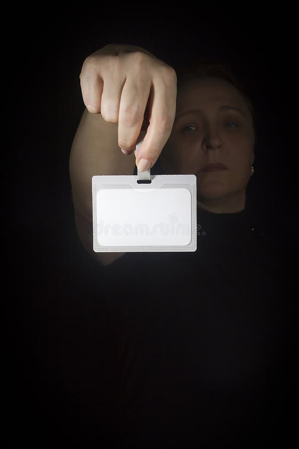 Name tag in hand stock image. Image of badge, authority - 161127747