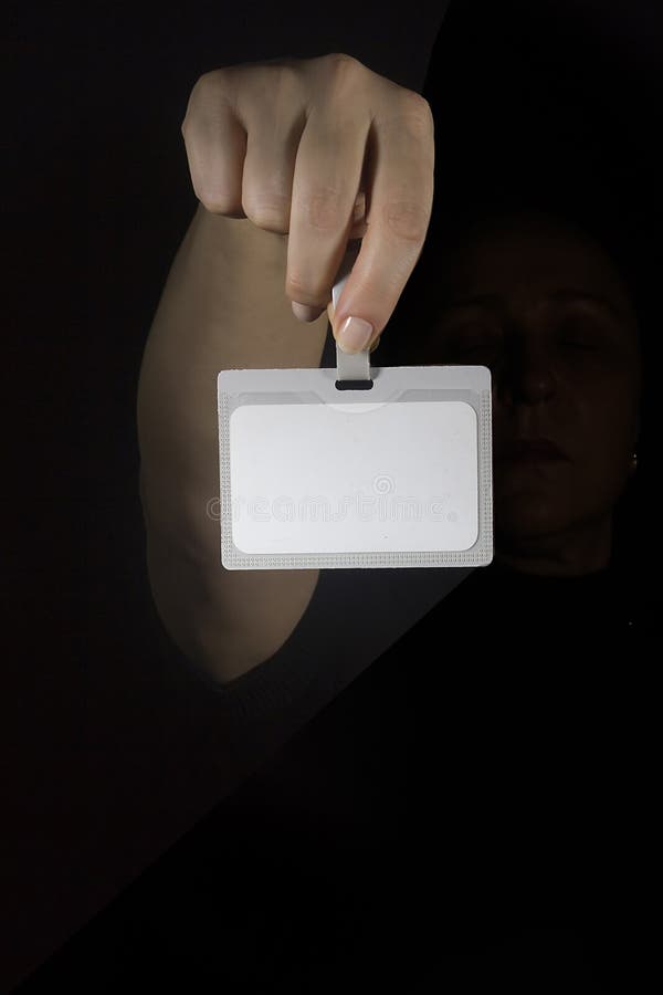 Name tag in hand stock image. Image of badge, authority - 161127747