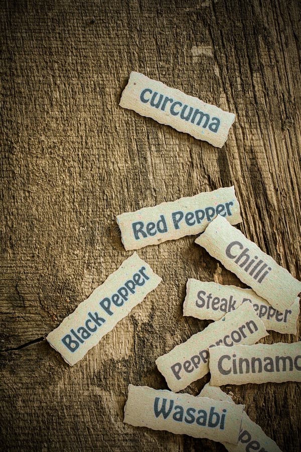 Name tags for spices stock photo. Image of vintage, condiments - 33385066