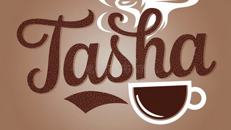 Name Tasha with Coffee Cup and Steam Background Stock Illustration ...