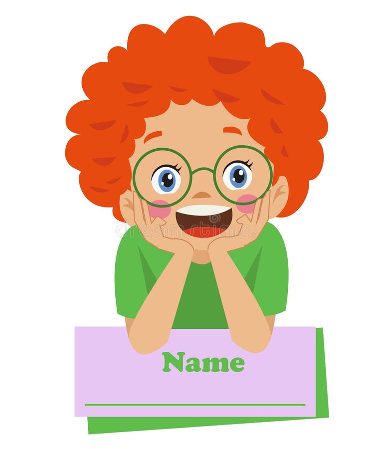 Name Writing Card and Cute Boy Stock Illustration - Illustration of ...