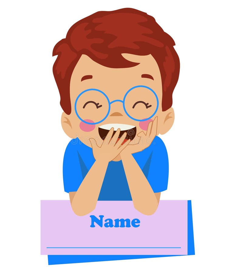 Name Writing Card and Cute Boy Stock Vector - Illustration of cartoon ...
