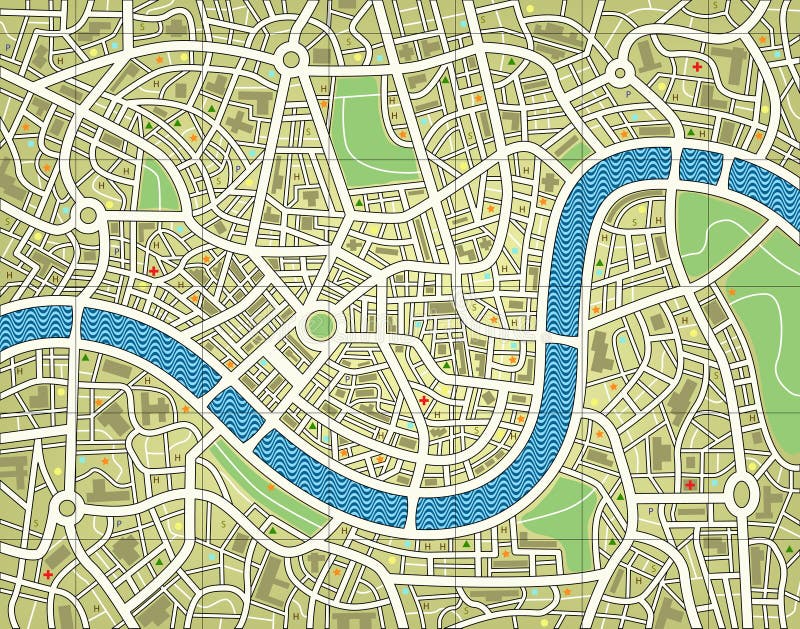 Map of Generic Urban City in Perspective Angle Stock Illustration ...