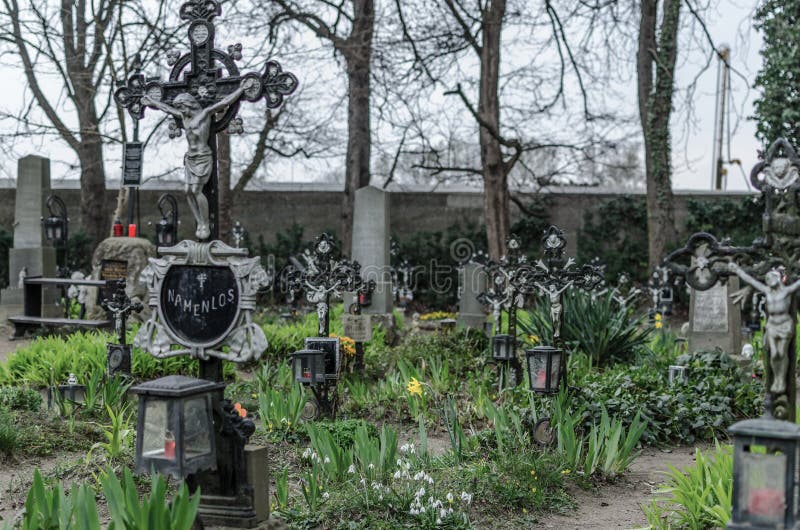 Nameless cross on grave stock photo. Image of candle - 72907846