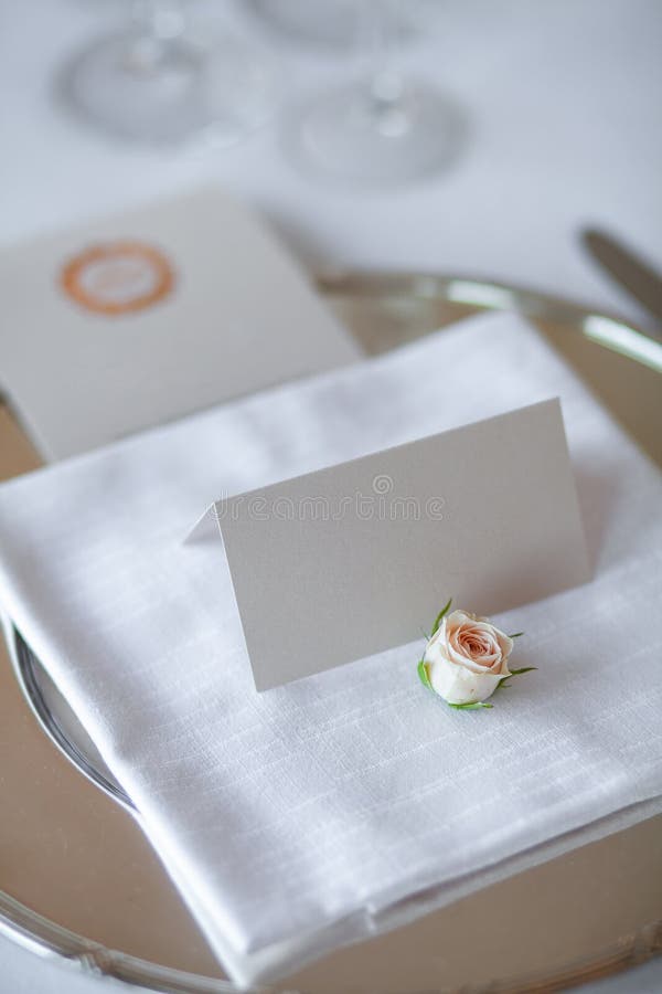 Nameplate for a Guest on the Table at a Wedding Party Stock Image ...