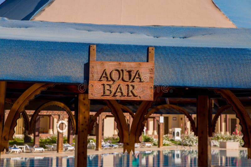 Nameplate Water Bar by the Pool Stock Image - Image of aqua, party ...