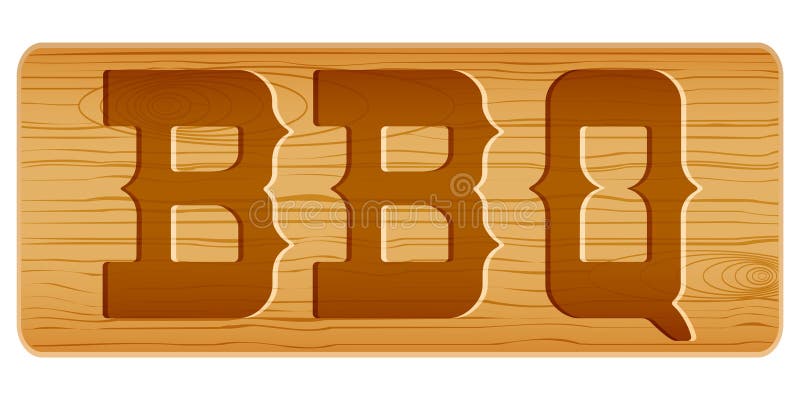 Nameplate of Wood for Menu with Word BBQ. Stock Vector - Illustration ...