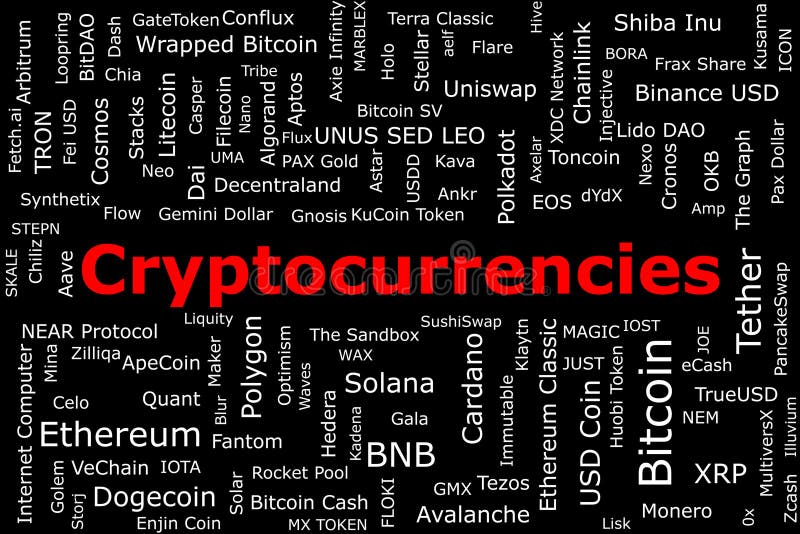 Names of Cryptocurrencies Orders by Their Market Share with Big Red ...