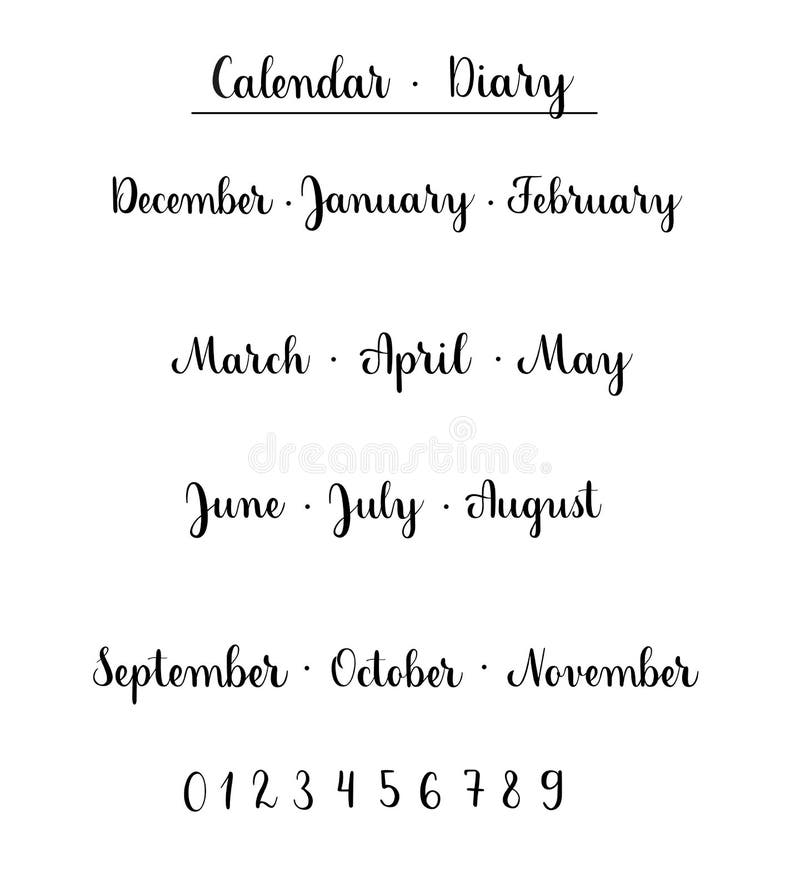 Diary - Handwritten Lettering with Doodle Heart, Vector Illustration ...