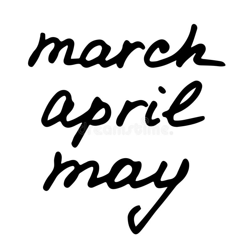 Names of Spring Month. March, April and May in Hand Drawn Style Stock ...