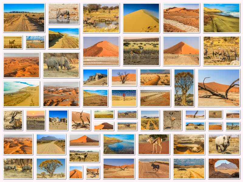 Namibia, Collage Del Desierto Del Sossusvlei Foto de archivo - Imagen ...