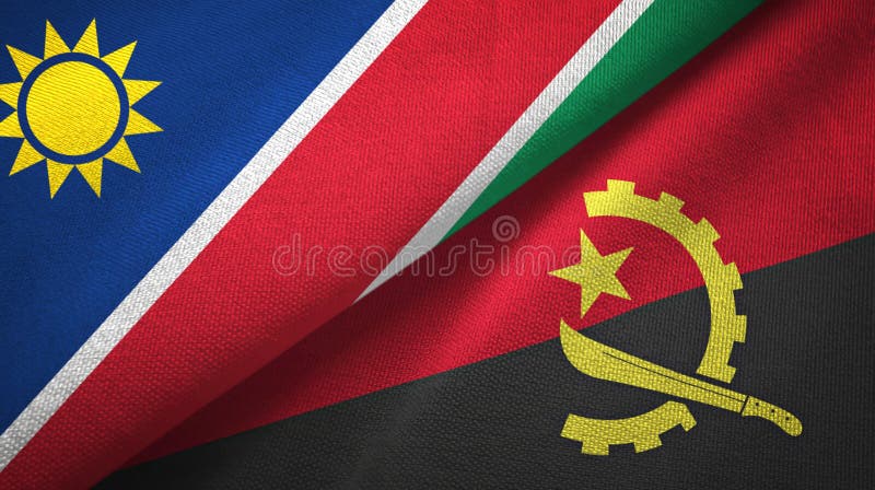 Namibia and Angola Two Flags Textile Cloth, Fabric Texture Stock ...
