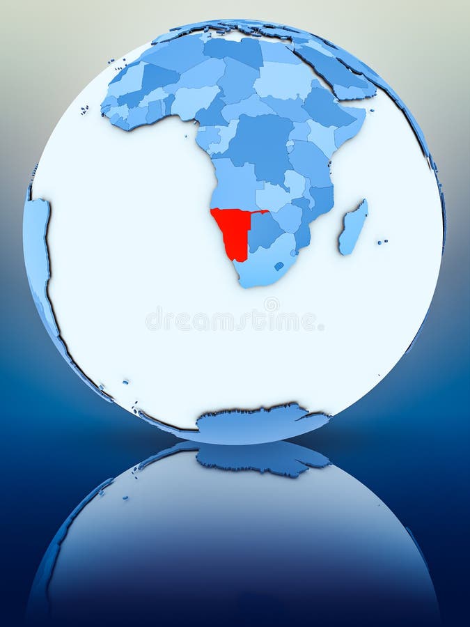 Namibia on blue globe stock illustration. Illustration of object ...