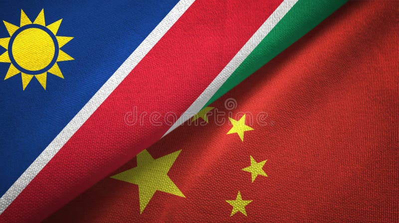 Namibia and China Two Flags Textile Cloth, Fabric Texture Stock ...